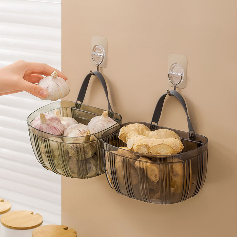 【SG】Garlic Storage Box Garlic Ginger Onion Storage Basket Wall Mounted ...