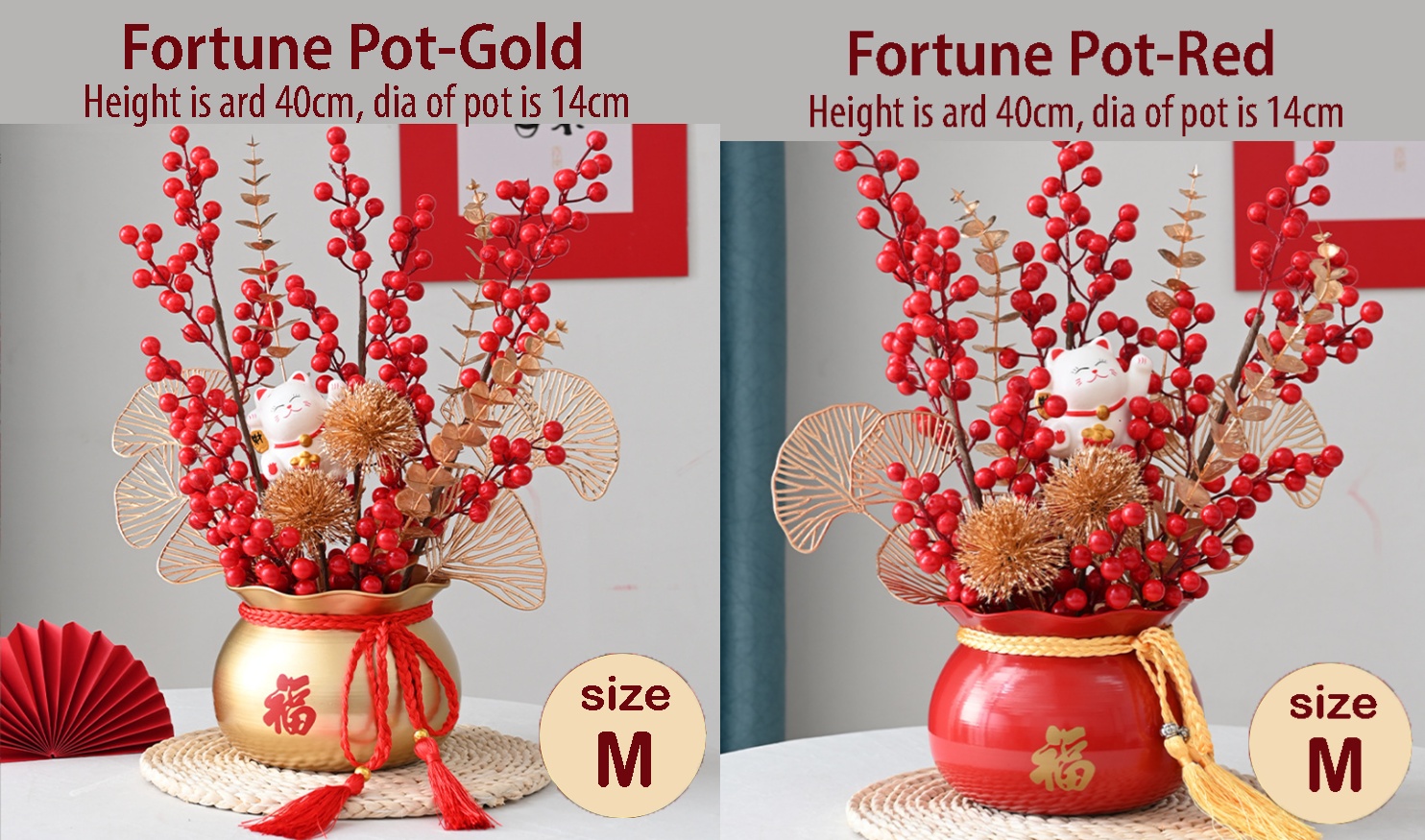 Chinese New Year Fortune Ring Fruit Tree Flower Decoration 发财树 福桶 CNY ...
