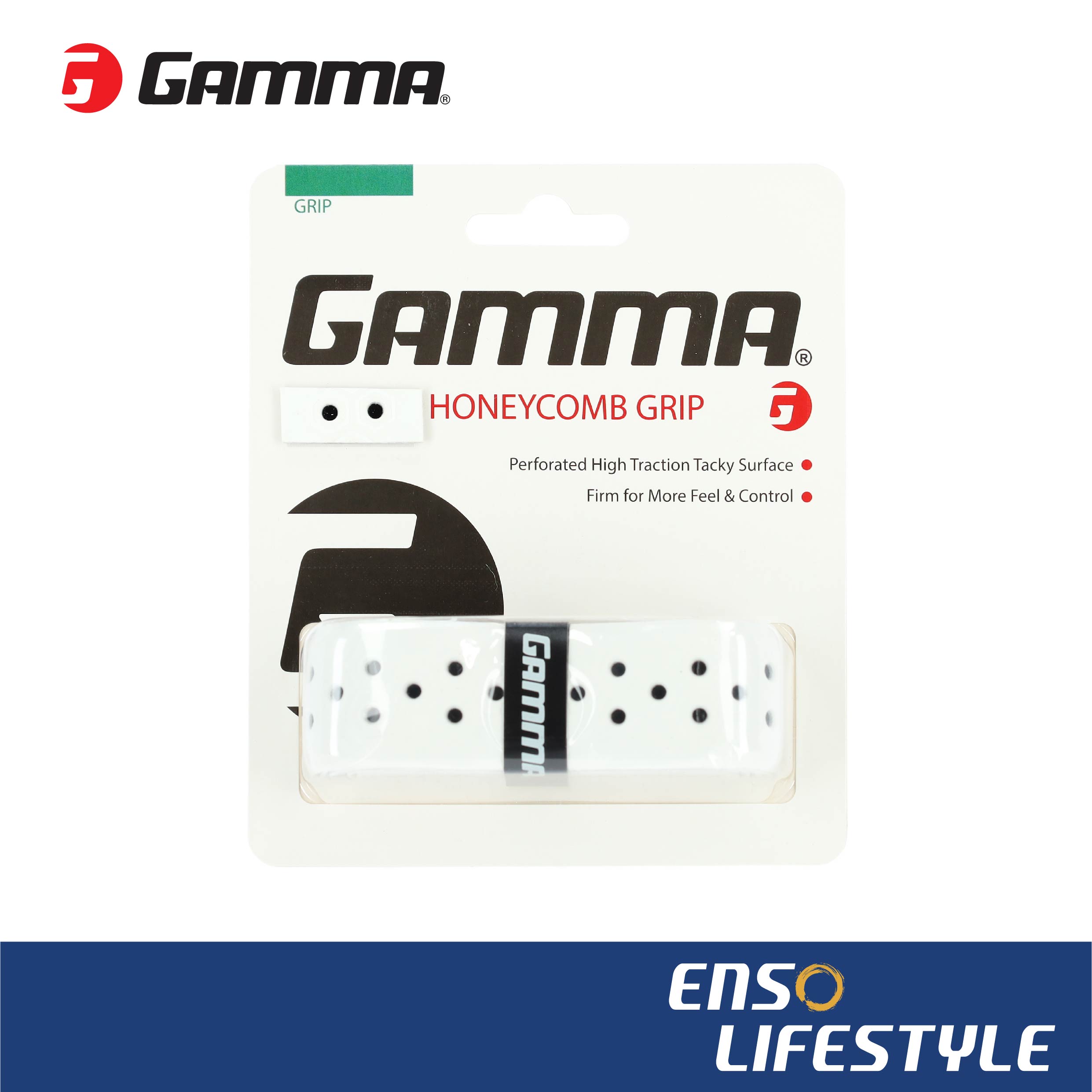 GAMMA Tennis Replacement Grip - Honeycomb (White) [Enso Lifestyle ...