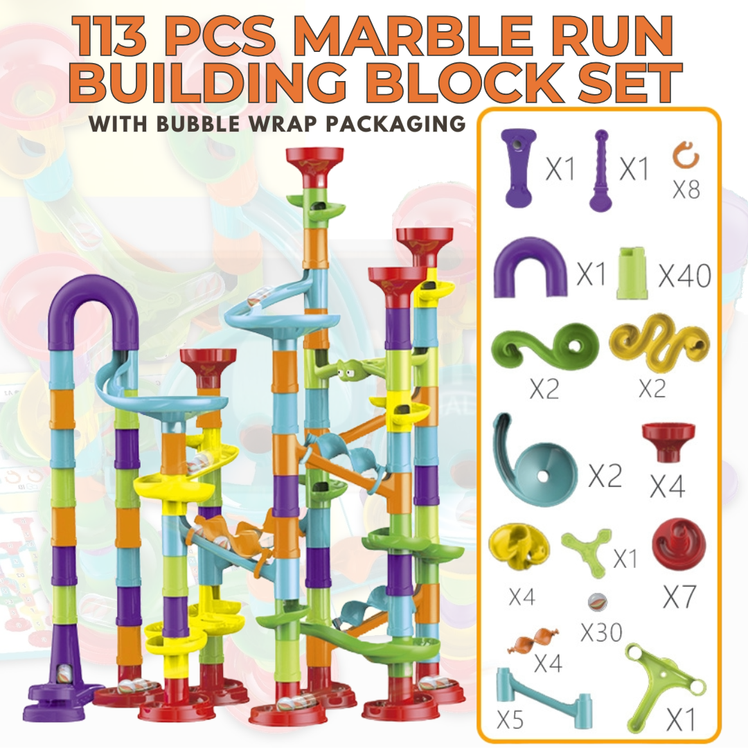 113 Pcs Marble Runs Race Maze Building Blocks Race Track Game Set STEM ...