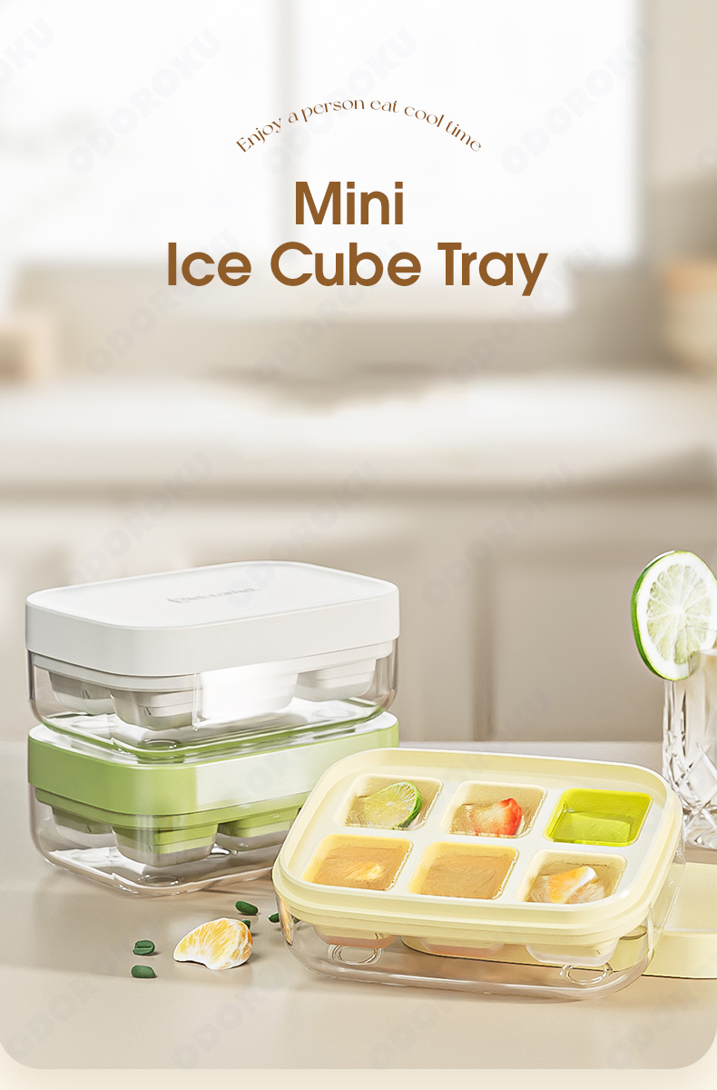ODOROKU 6/15 Cubes Mini Push Down Silicone Ice Cube Tray with Lid BPA ...