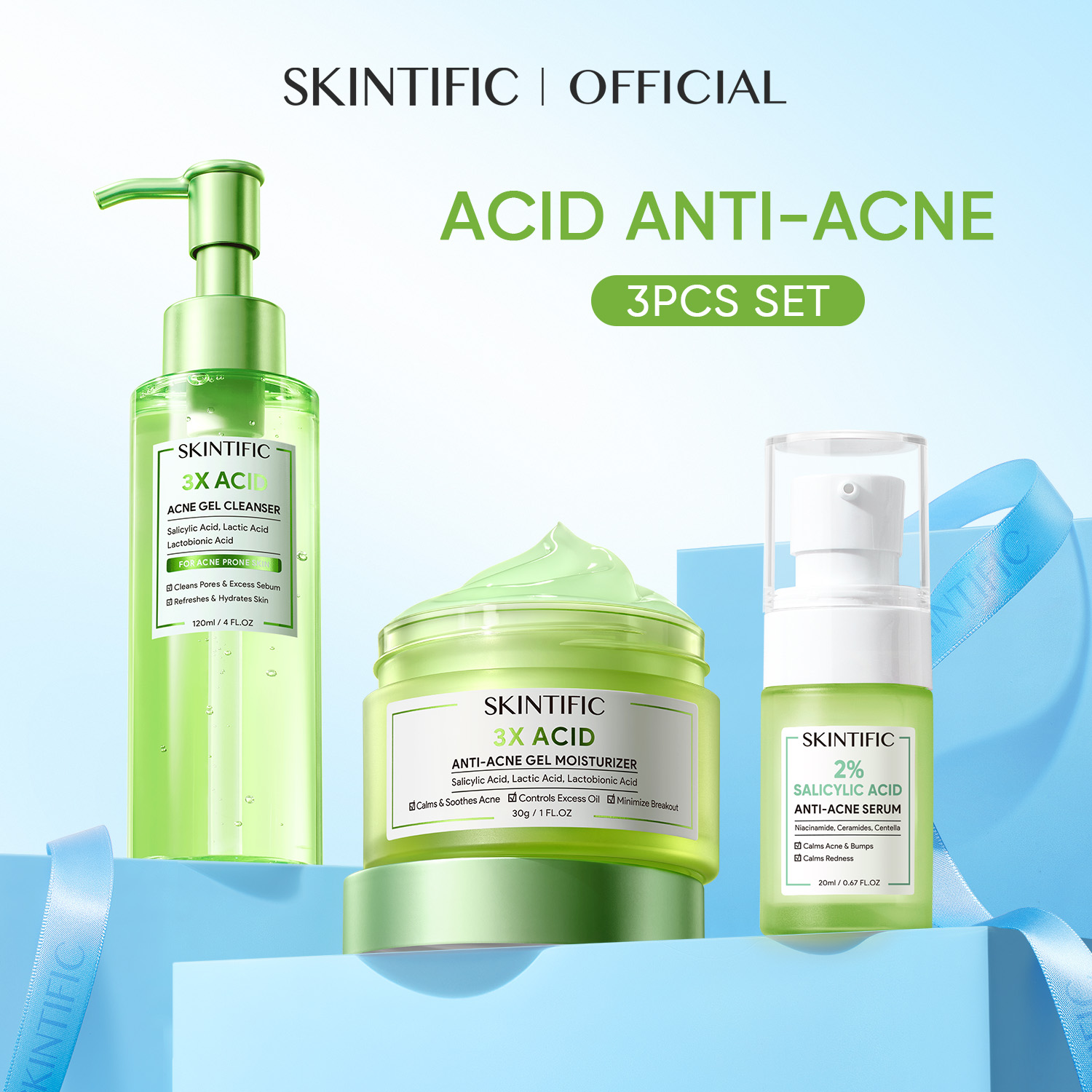 SKINTIFIC 3X Acid Anti-Acne 3PCs/4PCs/5PCs-Acne dark spot treatment ...
