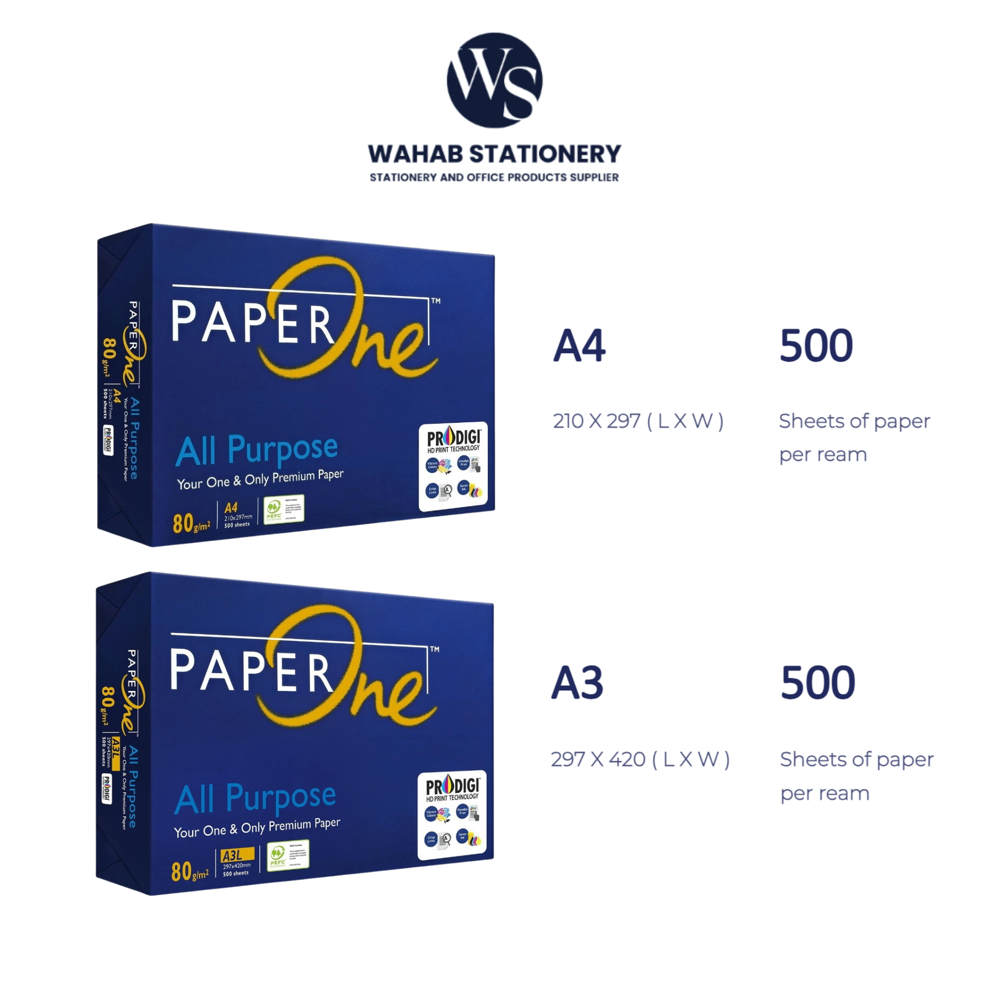 PaperOne Premium All-Purpose Copy Paper 80gsm – A3/A4 | 500 Sheets ...