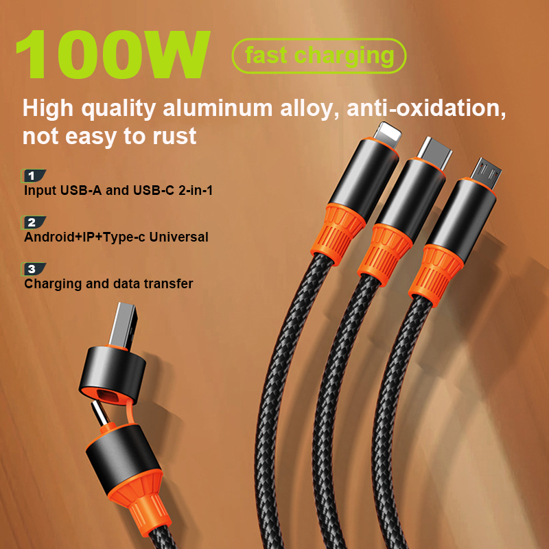 MeeGoo 100W 3 in 1 Fast Charging Data Cable Multi Charge Cable Usb C to ...