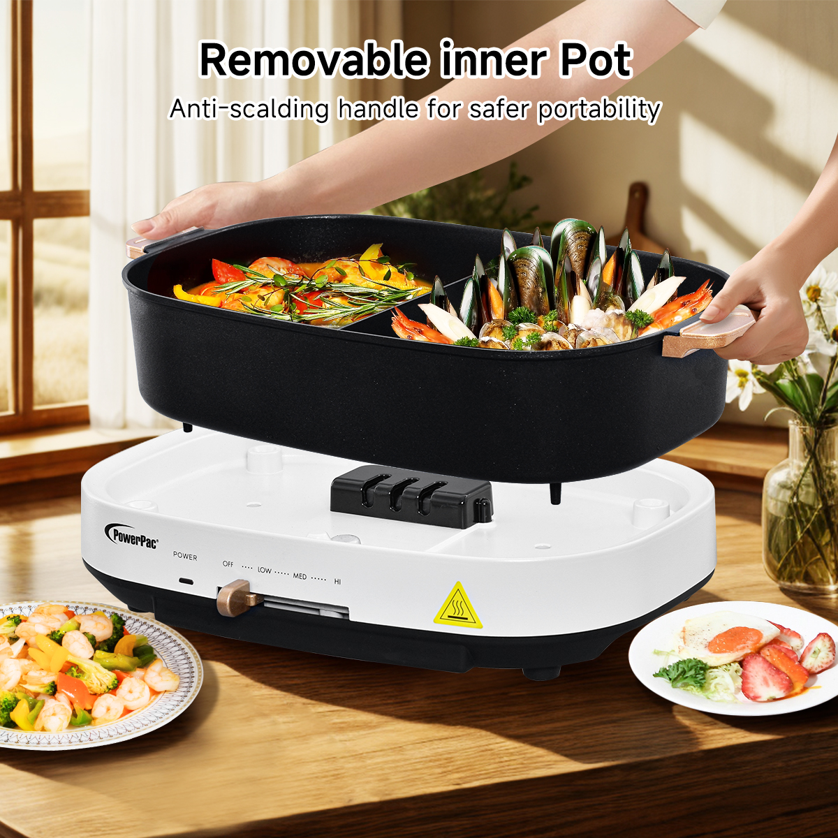 PowerPac Steamboat & Multi Cooker, Hot pot 4.5L with YuanYang Pot ...