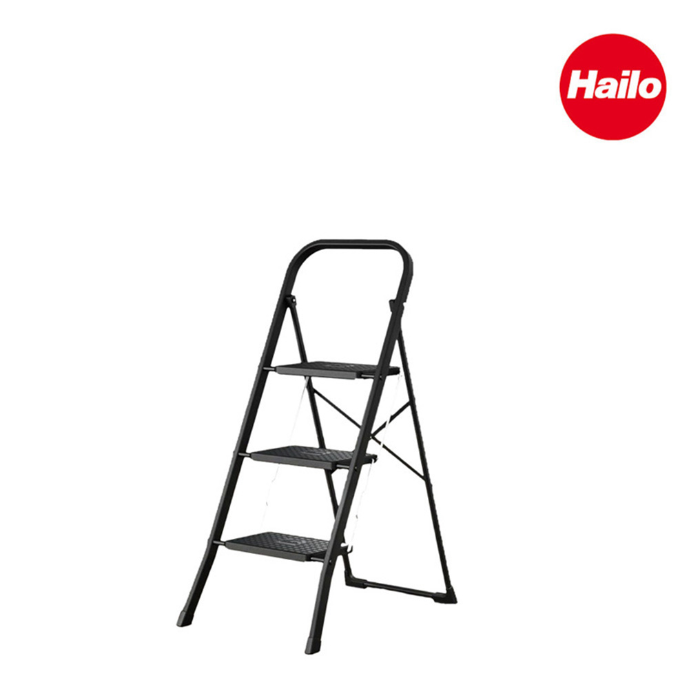 Hailo 3 Step Sturdy German Steel Household Folding Premium Ladder - Step Stool - BasicLine ...