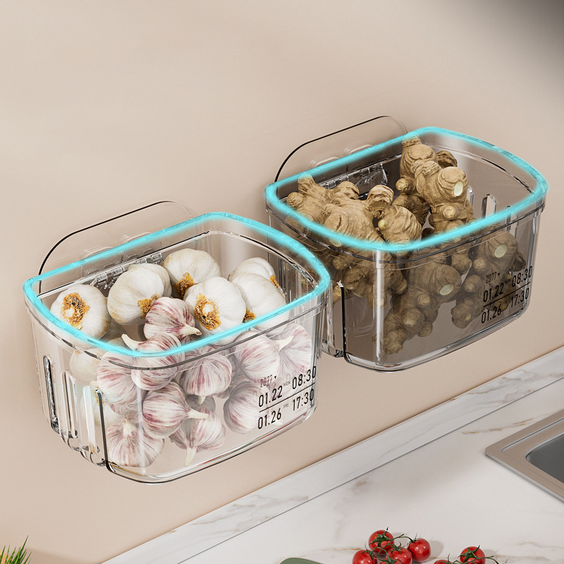 【SG】Garlic Storage Box Garlic Ginger Onion Storage Basket Wall Mounted ...