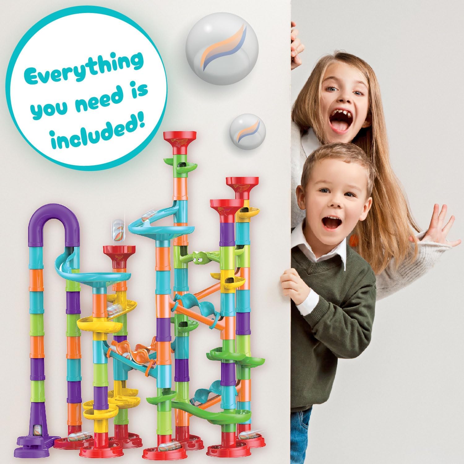 113 Pcs Marble Runs Race Maze Building Blocks Race Track Game Set STEM ...