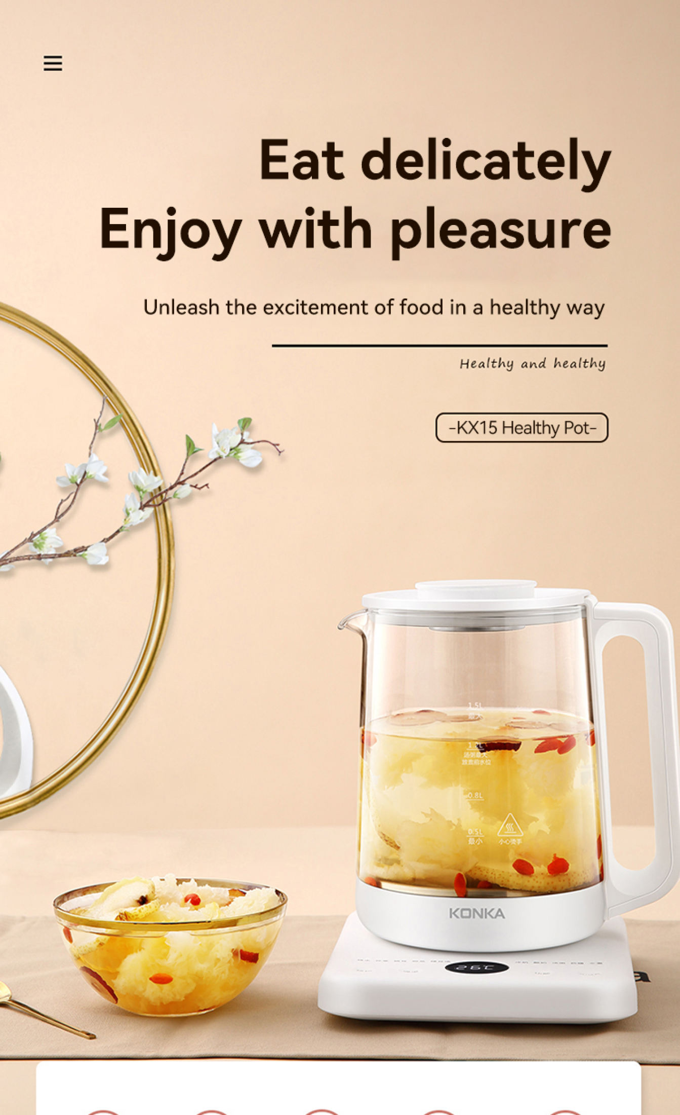 KONKA 1.5L Health Pot Electric Kettle Portable Multi Cooker Tea Dessert Cooker 養生壺 | Shopee ...