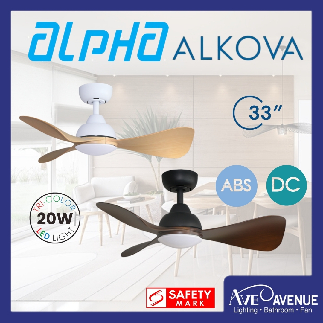 ALPHA MILI 33 Inch 3 BLADES DC Motor Ceiling Fan with 3 Tone LED Light ...