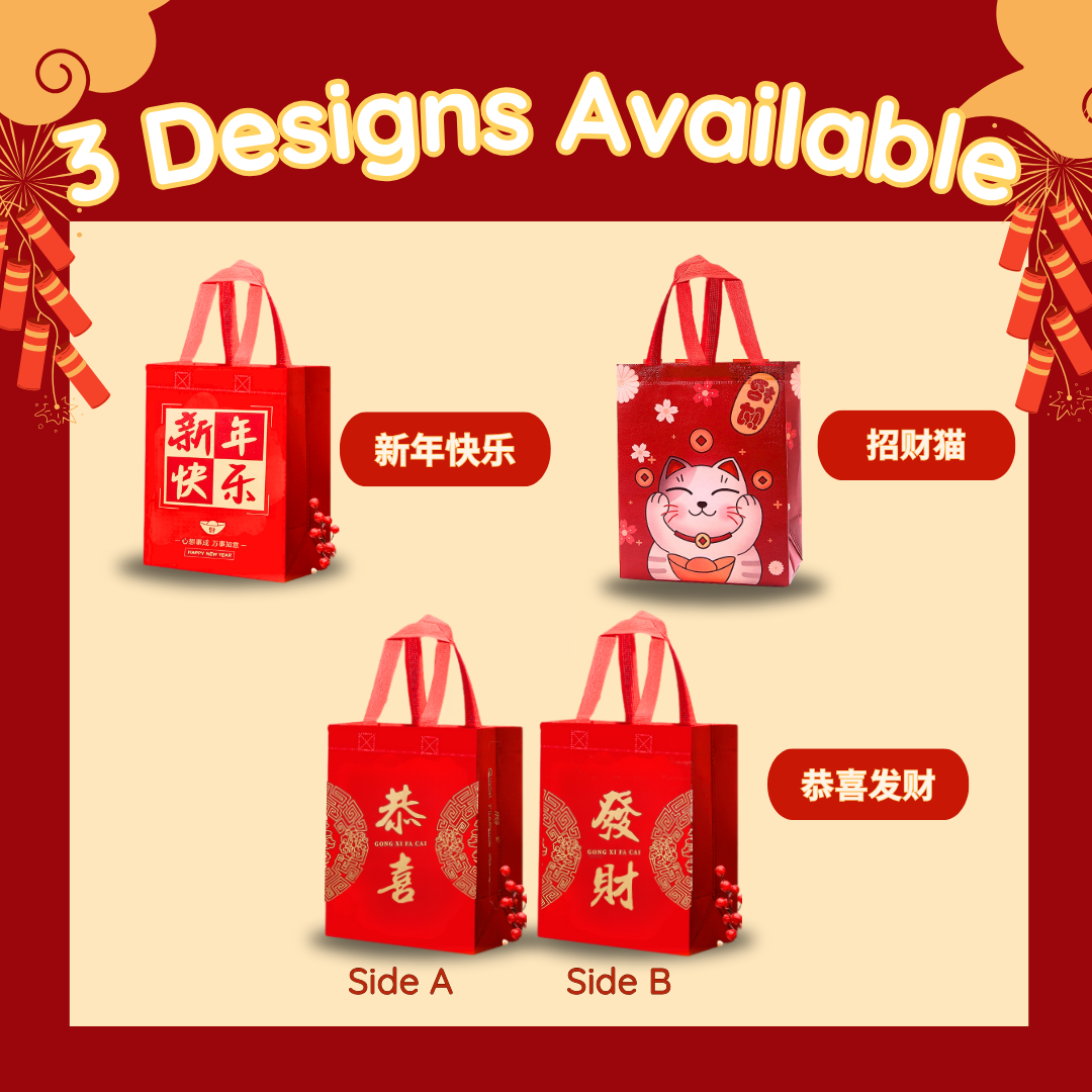 CNY Gift bag, Prosperity bag, Orange Tote Bag, Waterproof, Chinese New ...