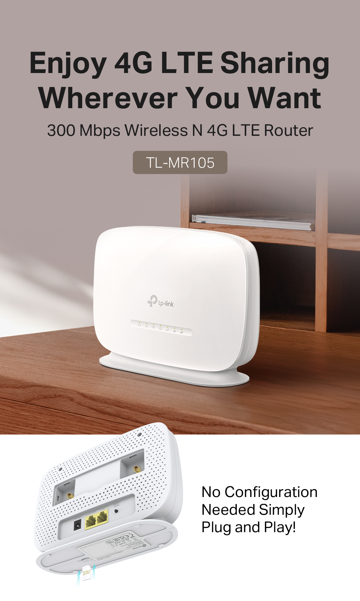 TP-Link 300 Mbps Wireless N 4G LTE Router TL-MR105/MR100/MB112-4G/MB115 ...