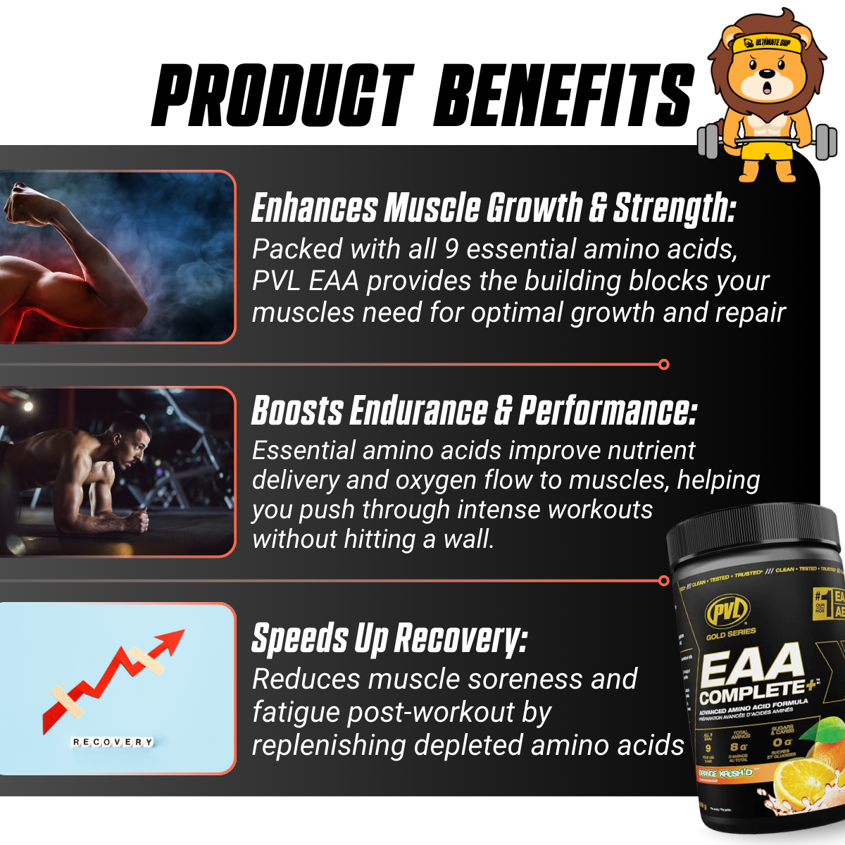 PVL Gold Series EAA Complete, 9 Essential Amino Acids, Added ...