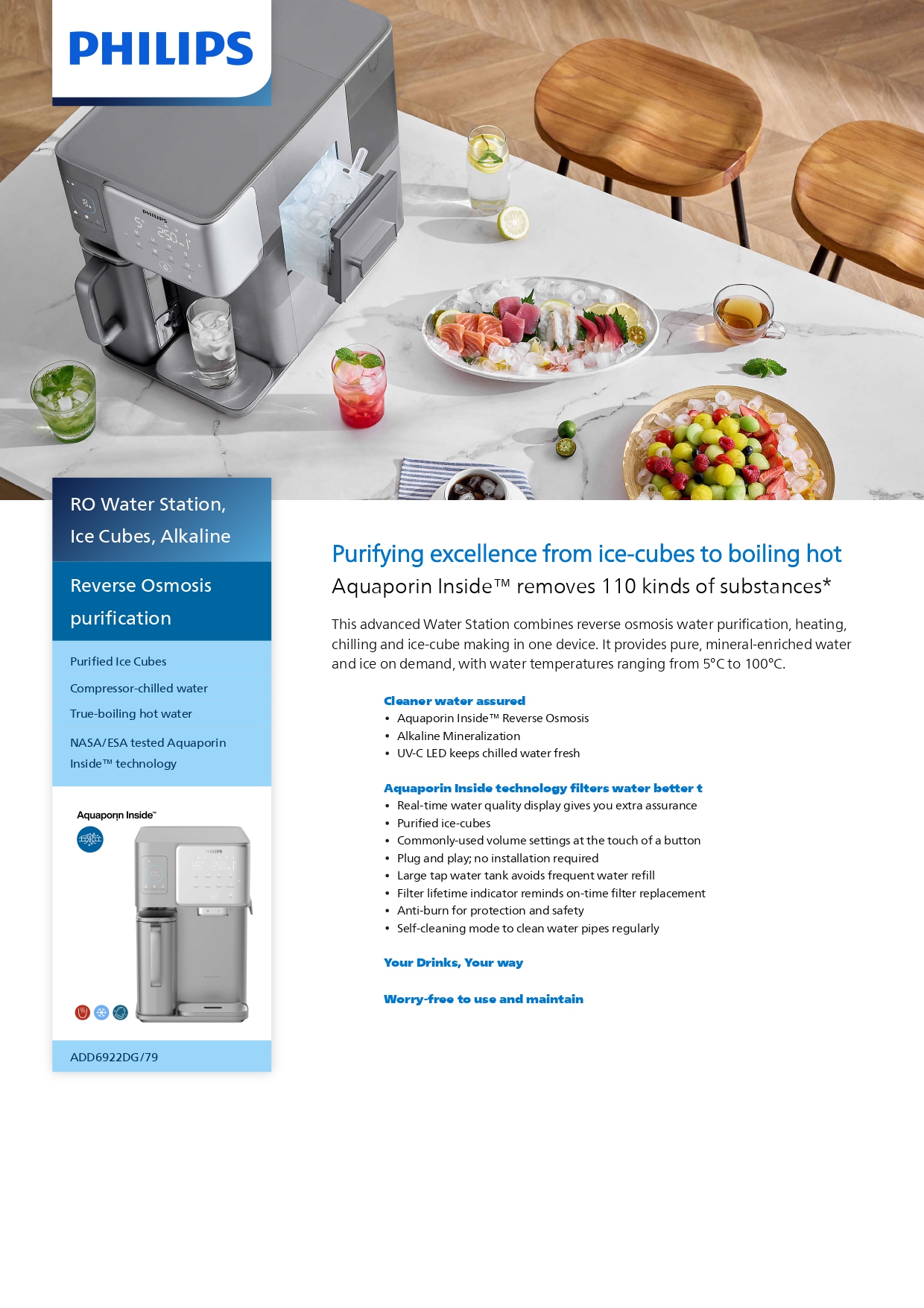 Philips Reverse Osmosis Purification Water Dispenser ADD6922DG/90 ...