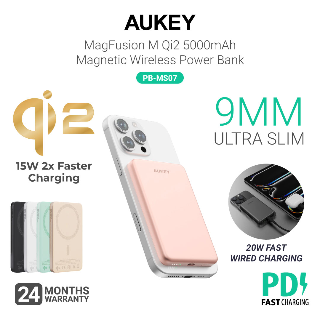 Aukey PB-MS07/PB-MS08 MagFusion M Qi2 5000mAh/10000mAh Ultra Slim ...