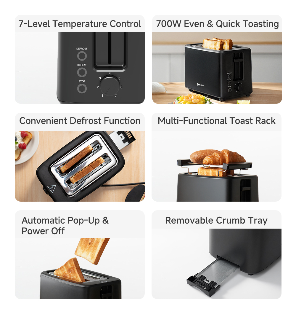 Simplus Toaster | 700W High Power | 7-Level Toasting Settings | 2-Minute Quick Breakfast DSLU007 ...