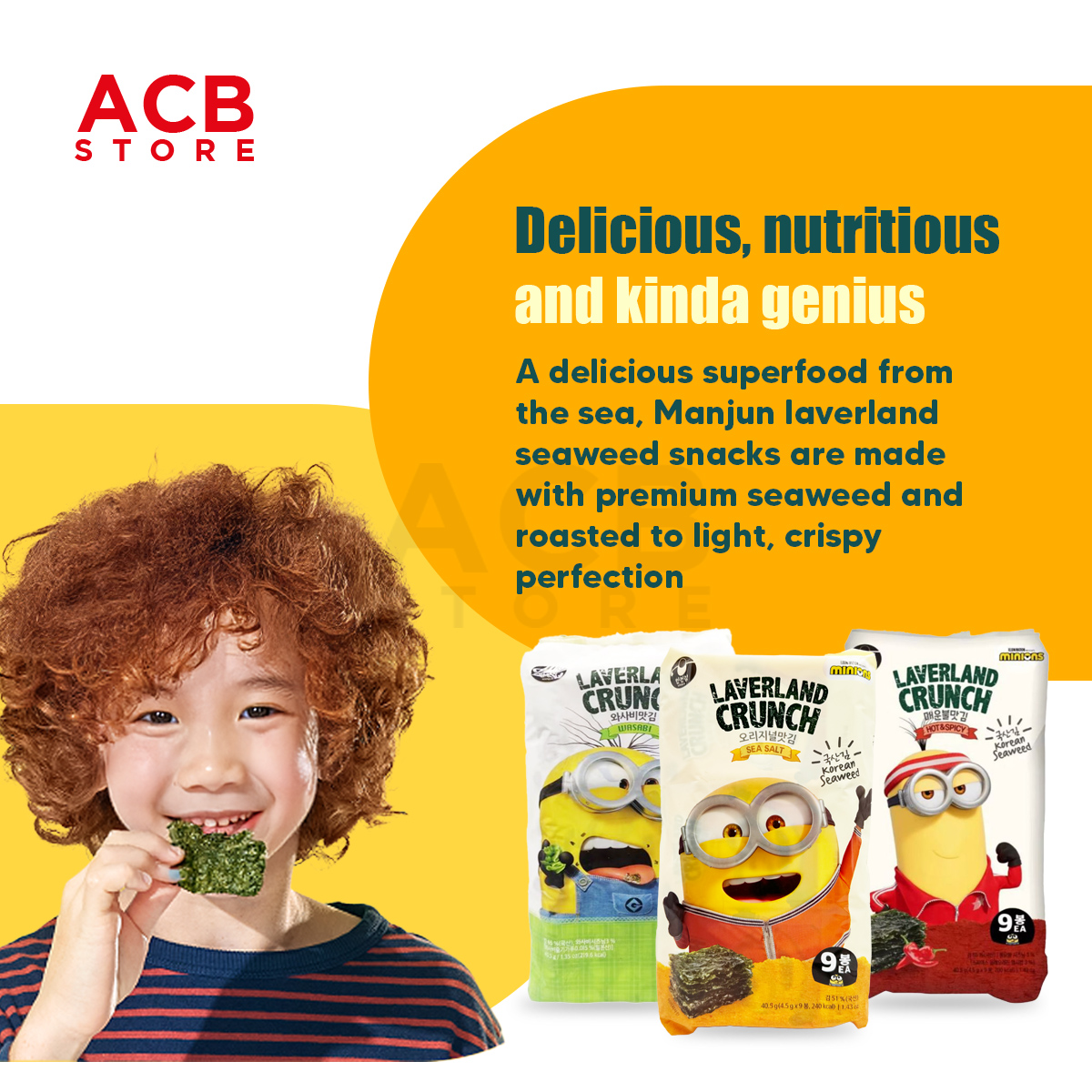 [SG STOCK] Manjun Laverland Minion Crispy Seaweed Snack | Healthy Kids ...