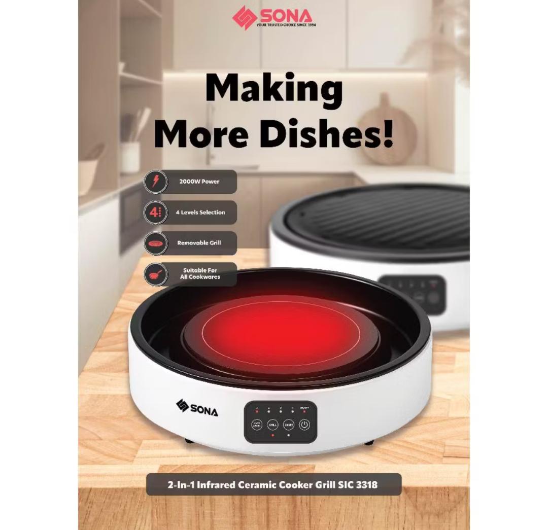 SONA (2 IN 1) infrared Ceramic Cooker with Grill Plate SIC3318 | SIC ...