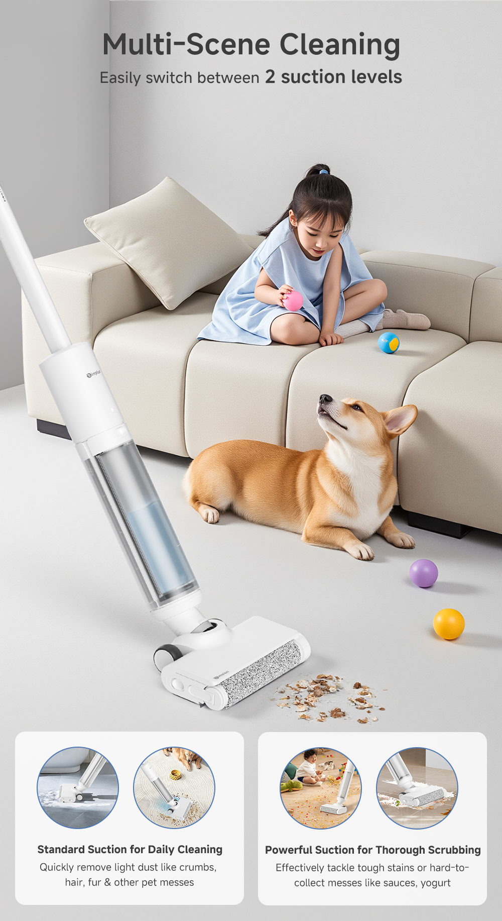 Simplus Floor Washer | 2.8kg Lightweight | Tangle-Free Roller | 99.99% ...