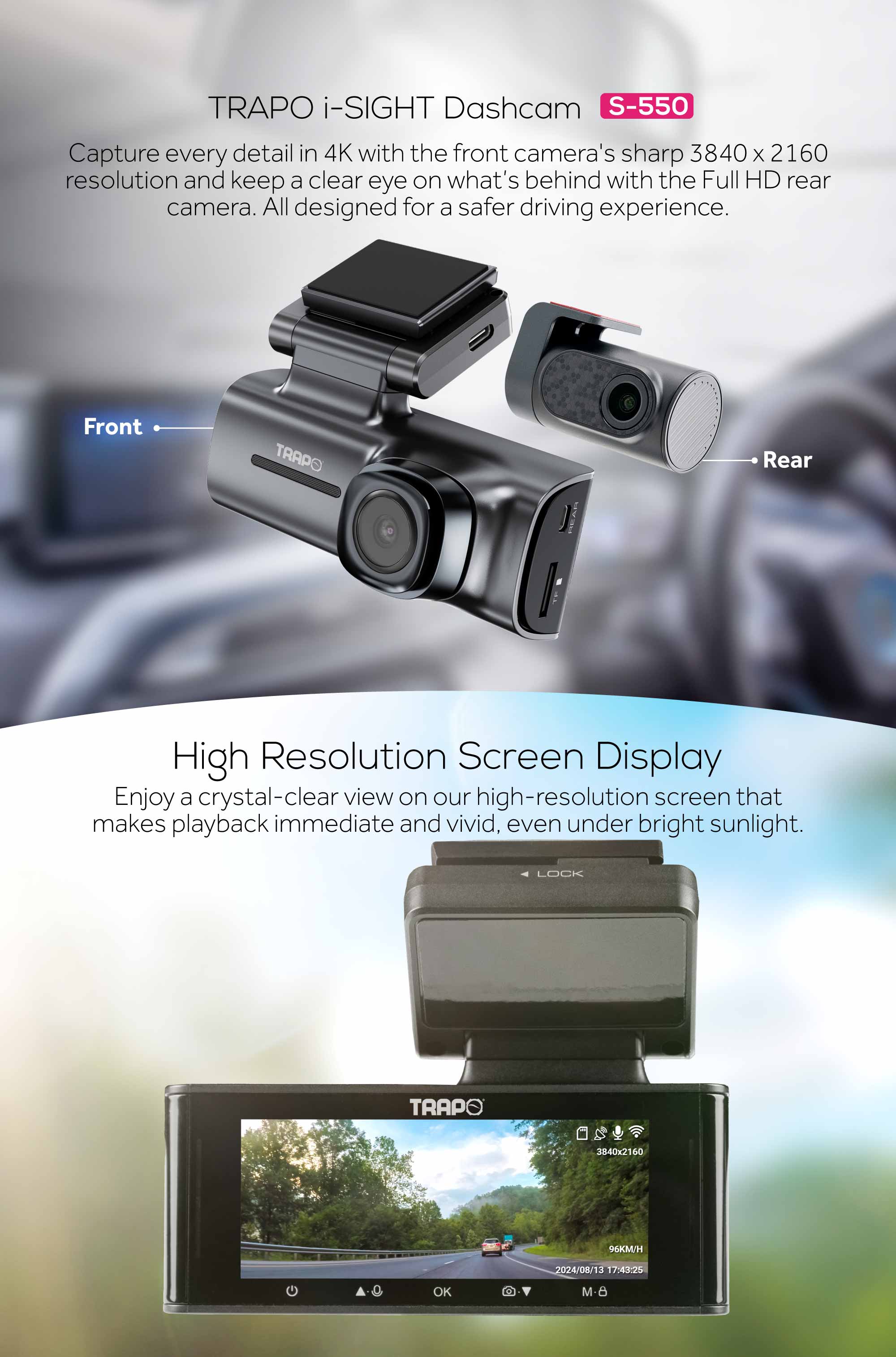 Trapo i-Sight Dashcam S-550 | Triple Channel Security | Add on for ...