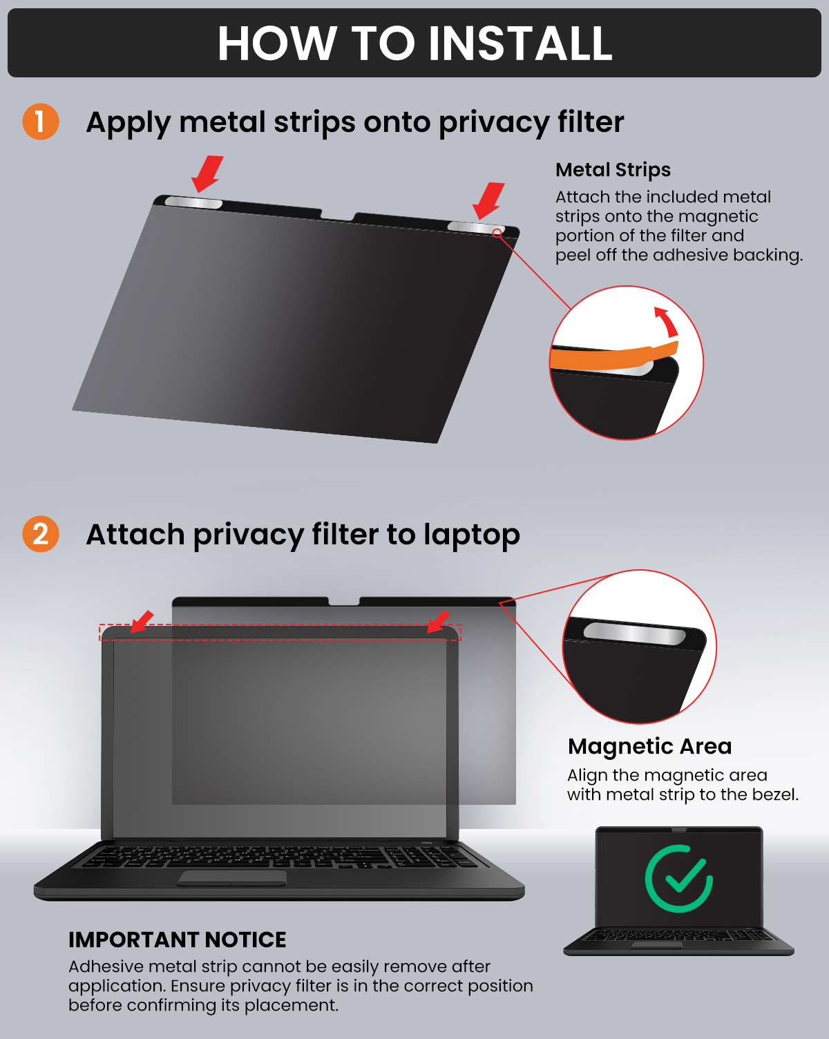 [SG] Tecgear Magnetic Privacy Screen Filter with 13 14inch HD Matte ...