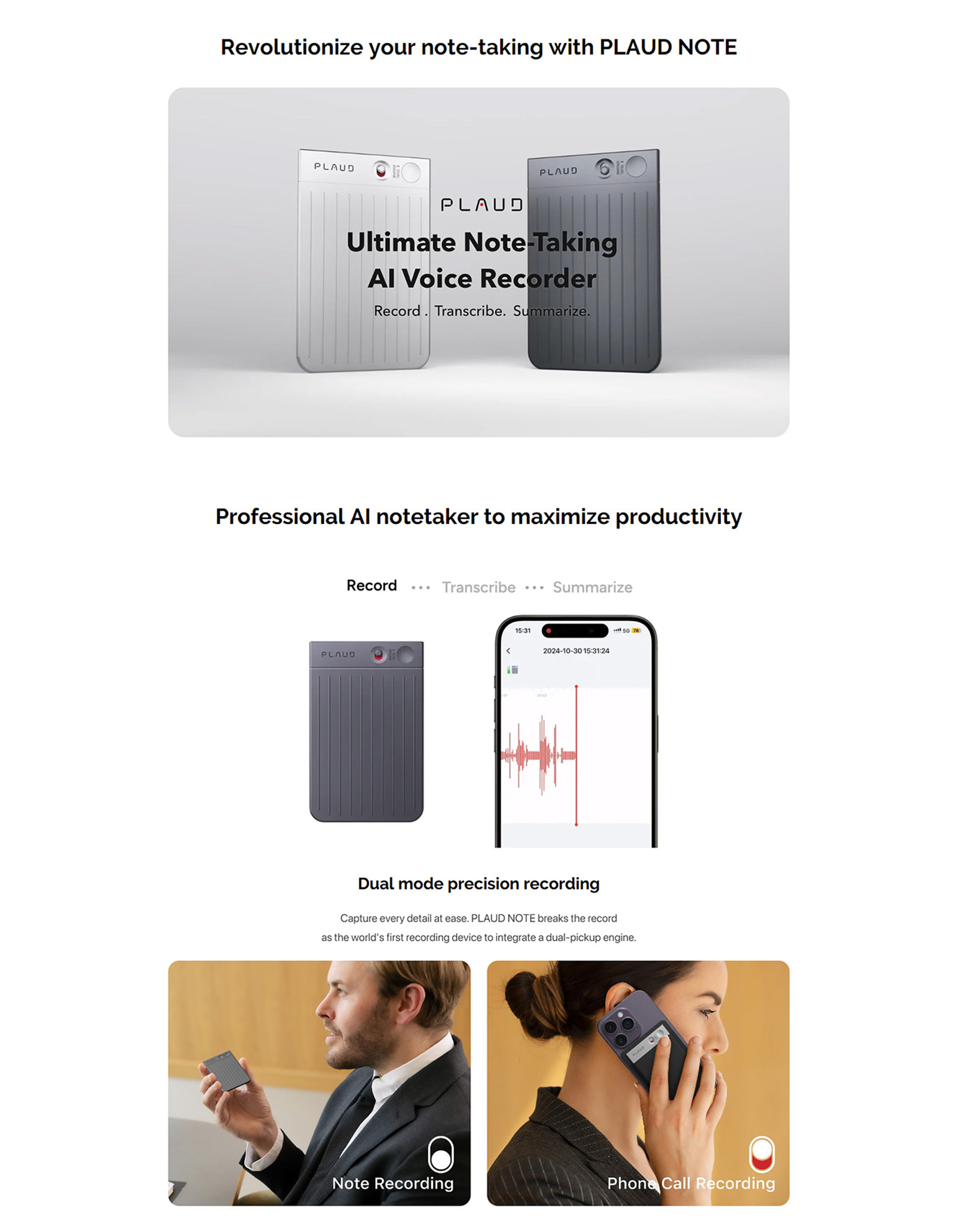 Plaud Note AI Voice Recorder - (Black/Starlight/Silver/Navy Blue ...