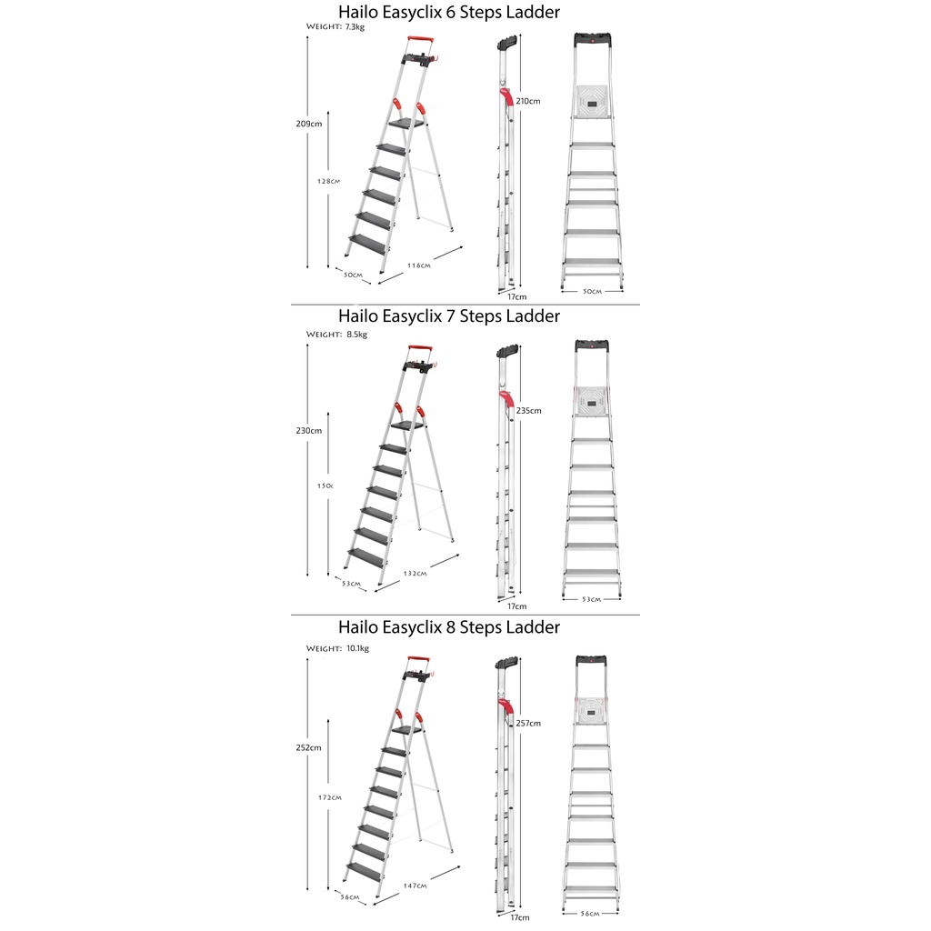 Hailo 7 Step Sturdy German Aluminium Household Premium Ladder - TopLine ...