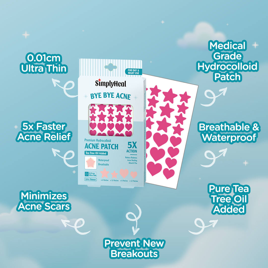 SimplyHeal Day & Night Premium Hydrocolloid Acne Patch (Stars) | Shopee Singapore