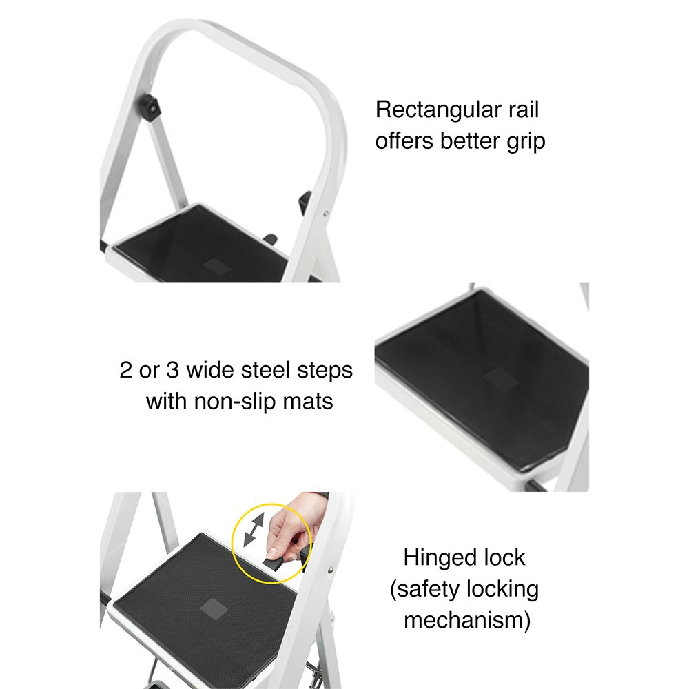Hailo 3 Step Sturdy German Steel Household Folding Premium Ladder ...