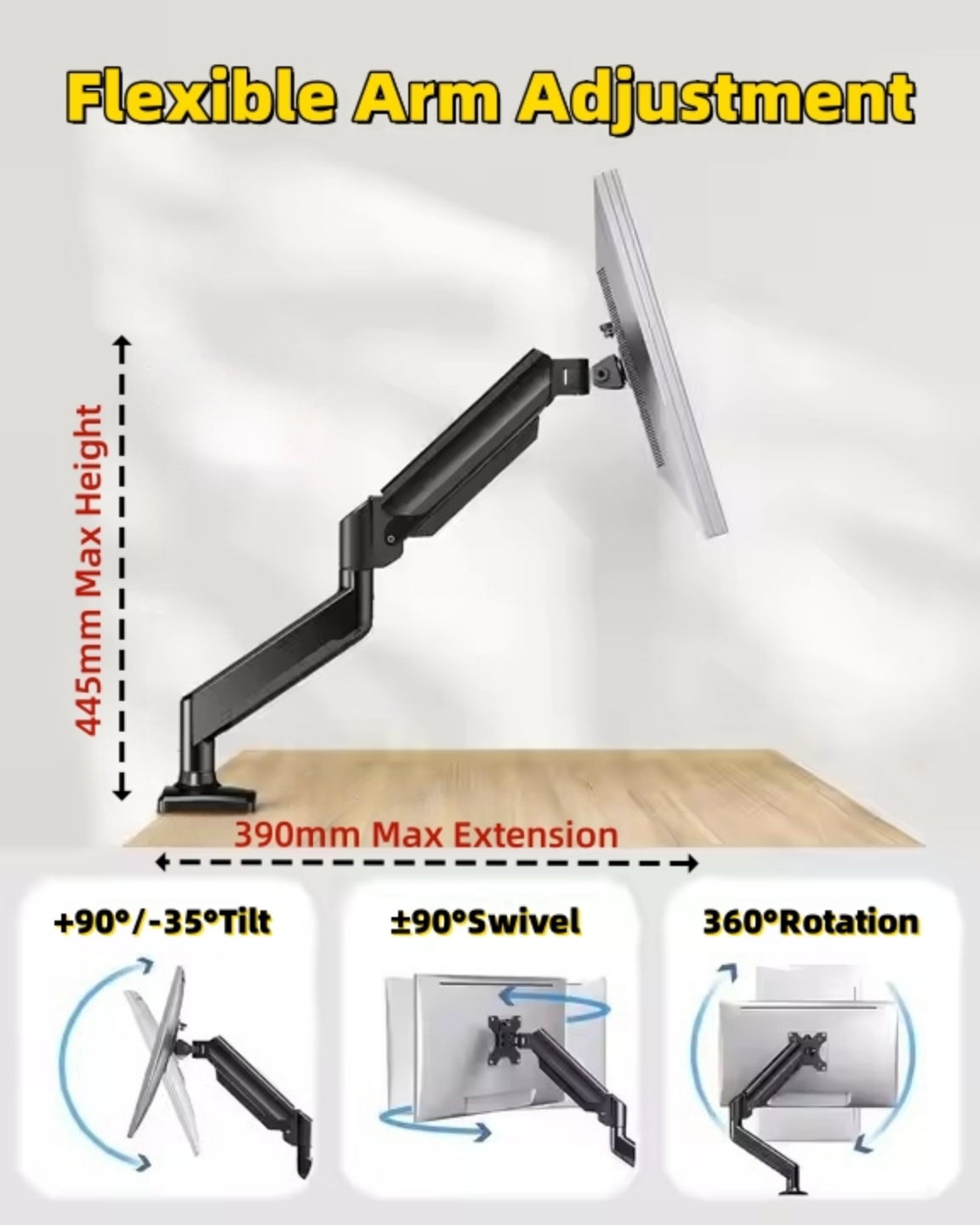 [SG Stocks] Computer Monitor Stand Adjustable Monitor Arm 13-32 inch ...