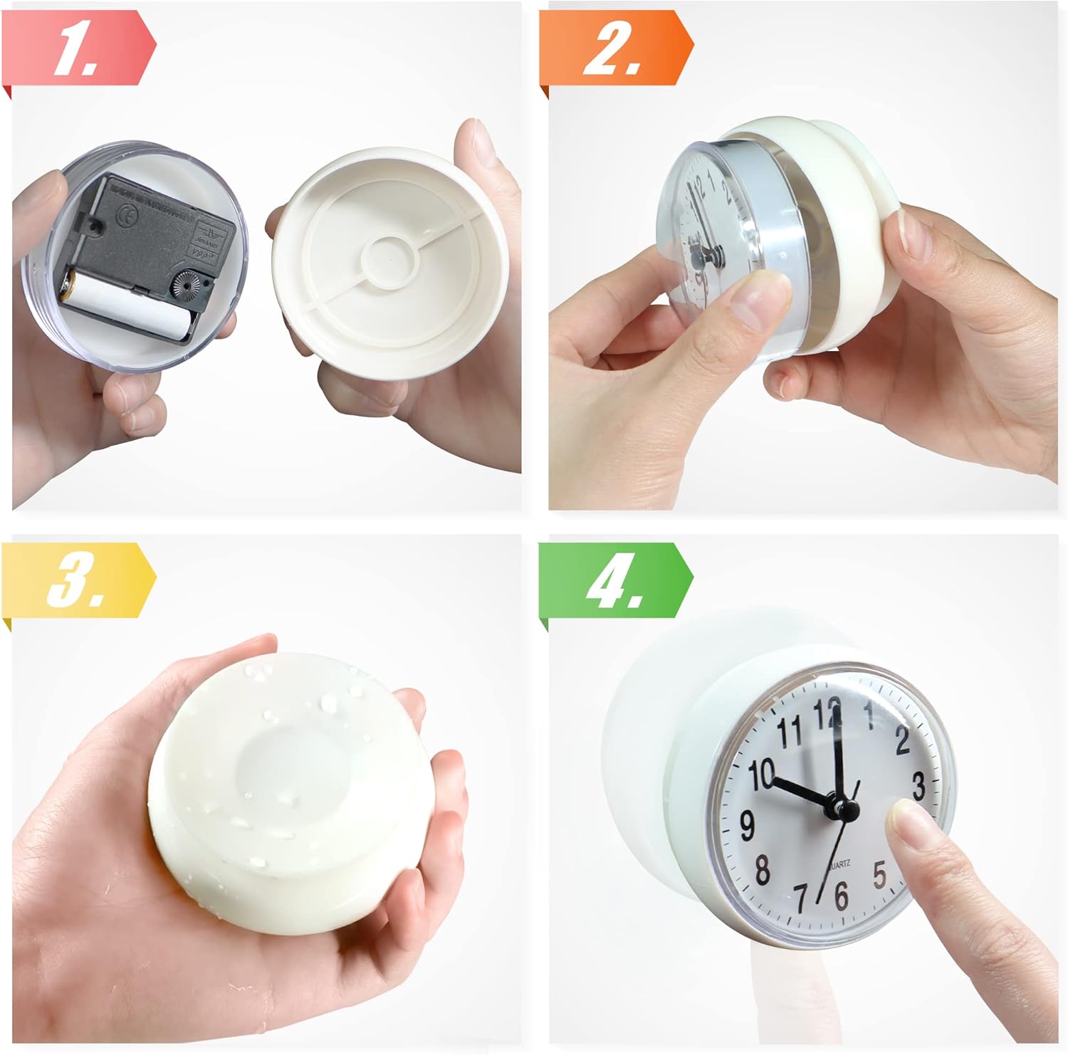 【SG】7CM Toilet Clock Suction Clock Waterproof Anti-Fog Mini Clock for ...
