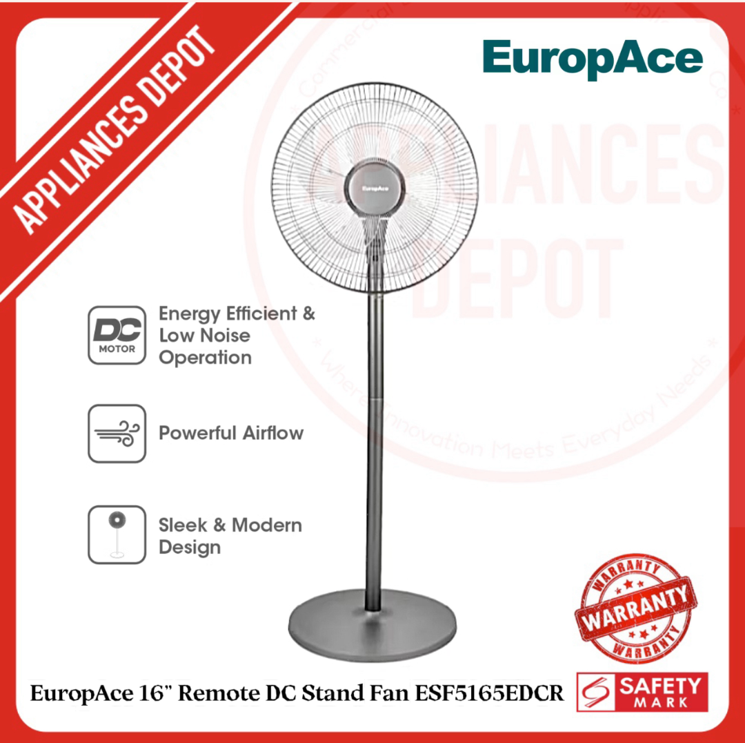EuropAce 16" Remote DC Motor Stand Fan ESF5165EDCR | ESF 5165EDCR (8 ...