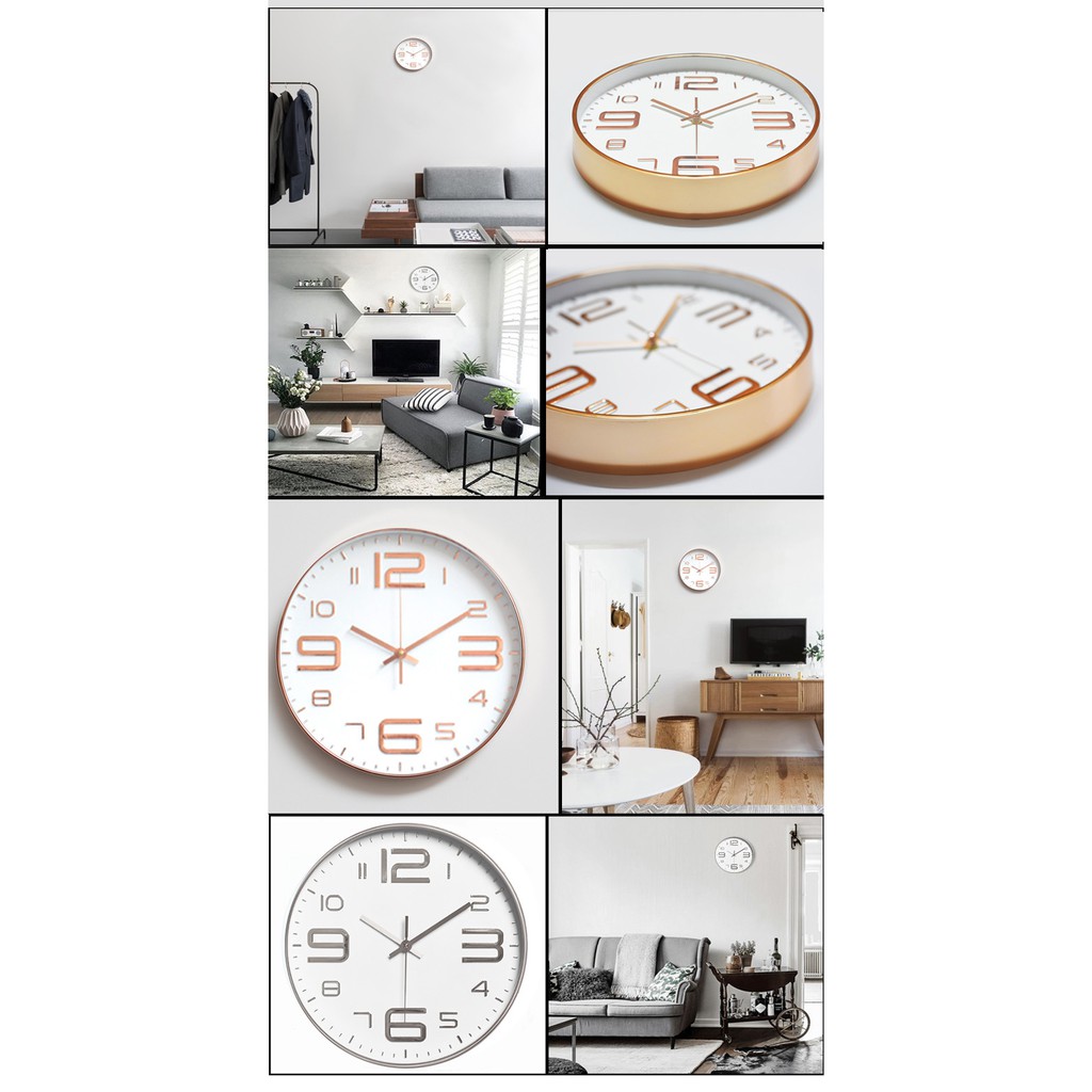 (SG STOCK) Quartz Silent Wall Clock for Living Room Home Office with ...
