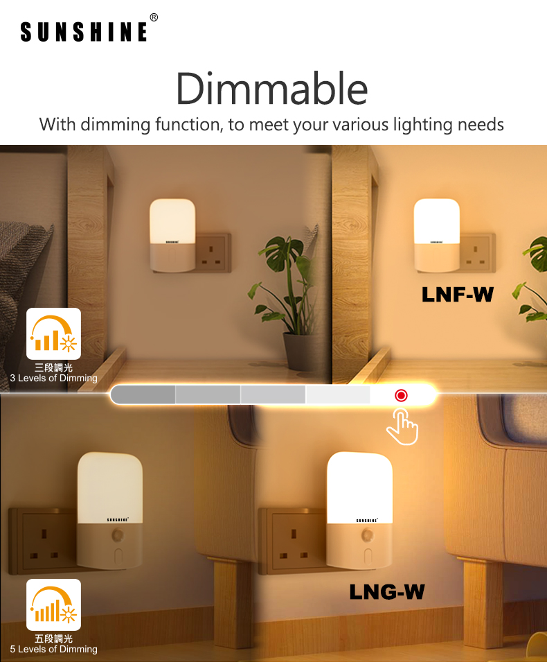 SUNSHINE LED Sensor Night Light 3-Stage Sensor Wall Light (Warm White ...