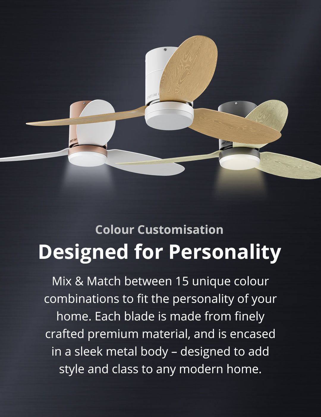 PRISM+ Oasis Ceiling Fan | 3 Blades | Integrated Dimmable Lights | 6 ...