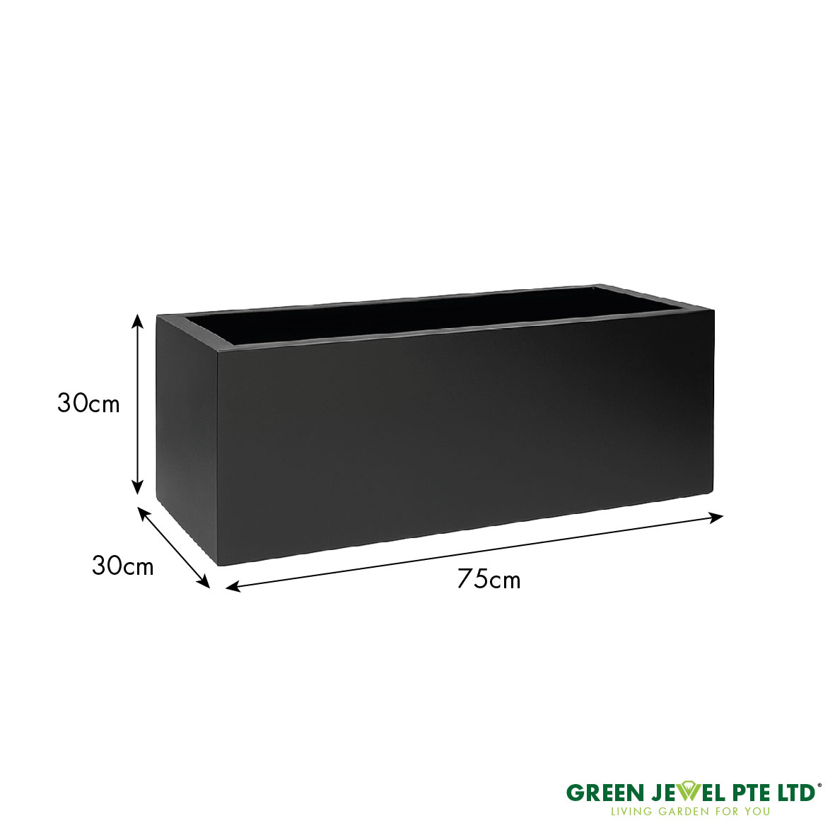 OCTO Fiberglass Planter Box, Rectangle (75cm L x 30cm W x 30cm H) - For ...