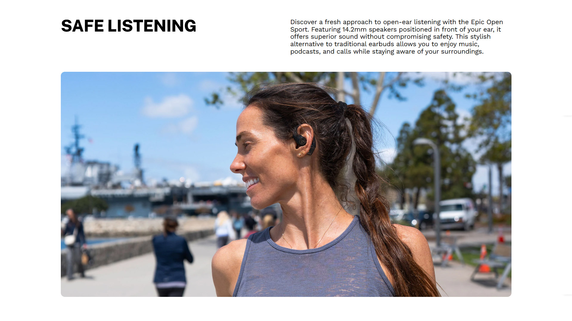 JLab Epic Open Sport Wireless Earbuds Open-Ear IP55 Secure Hook BT5.4 ...