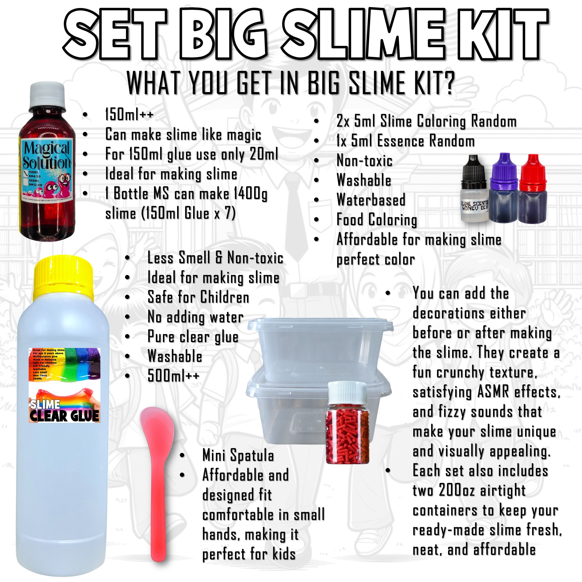 SET BIG SLIME KIT - CLEAR GLUE (CAN MAKE SLIME 600G++) - slimebykaklyn ...