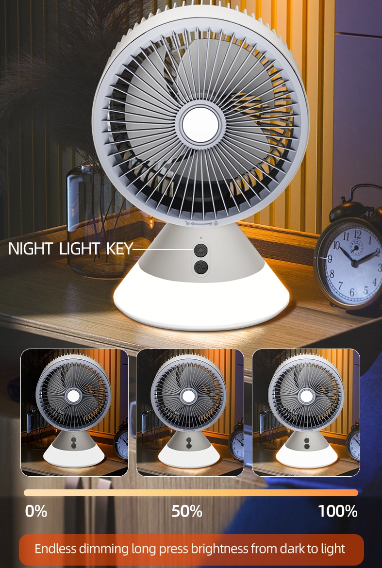 Desktop Fan Auto Oscillating Desk Fan With Remote Night Light Air ...