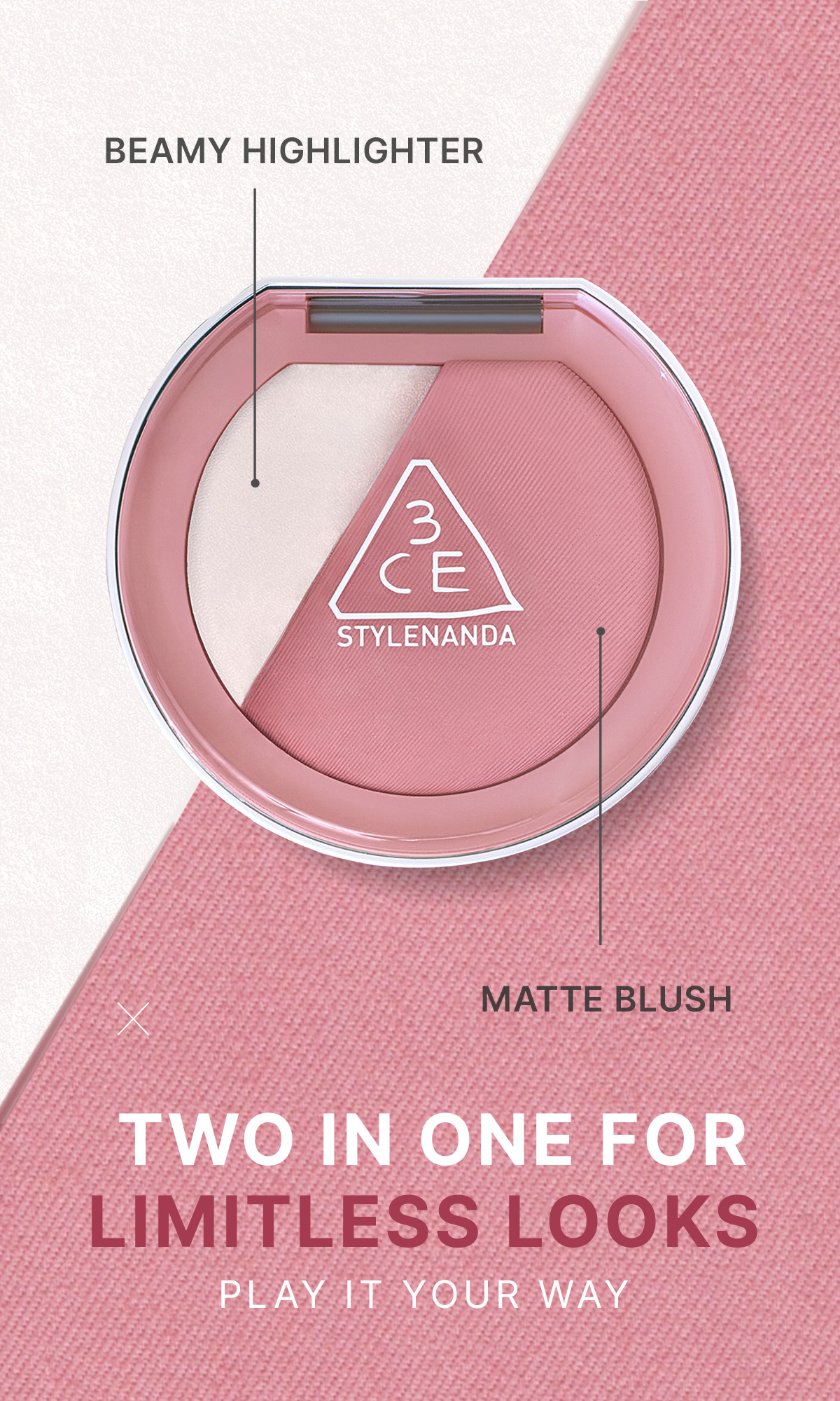 3CE Blushlighter, 2 in 1 matte blush and shimmery highlighter, with ...