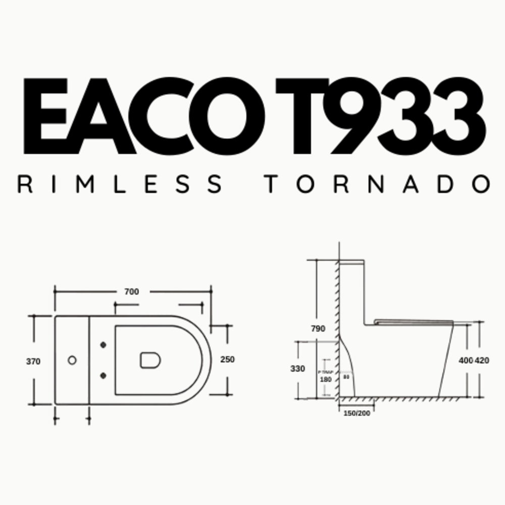 EACO T933 / T933 MB RIMLESS TORNADO FLUSHING TOILET BOWL + 1 YEAR WARRANTY | Shopee Singapore
