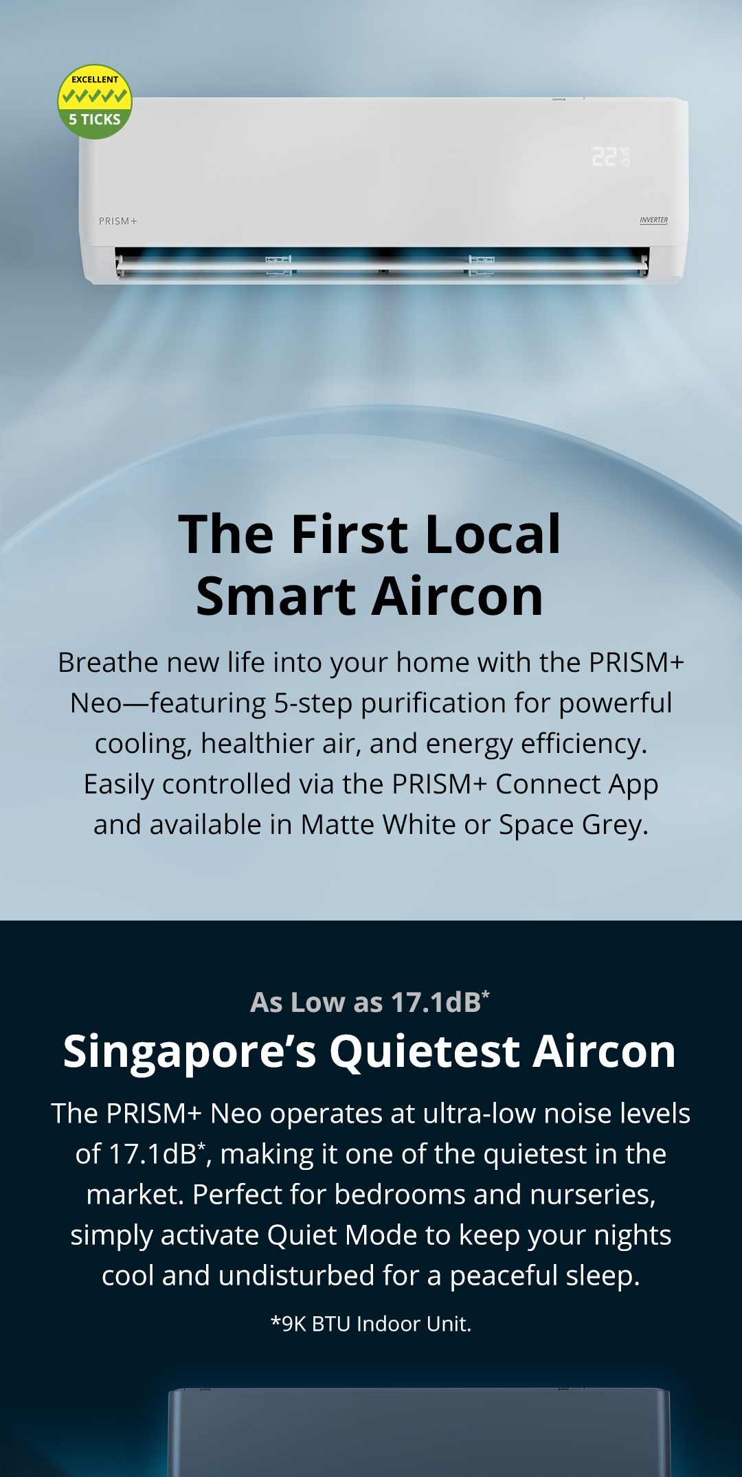 PRISM+ Neo Smart Air-Conditioner System 3 | Space Grey (R32, 5 Ticks ...