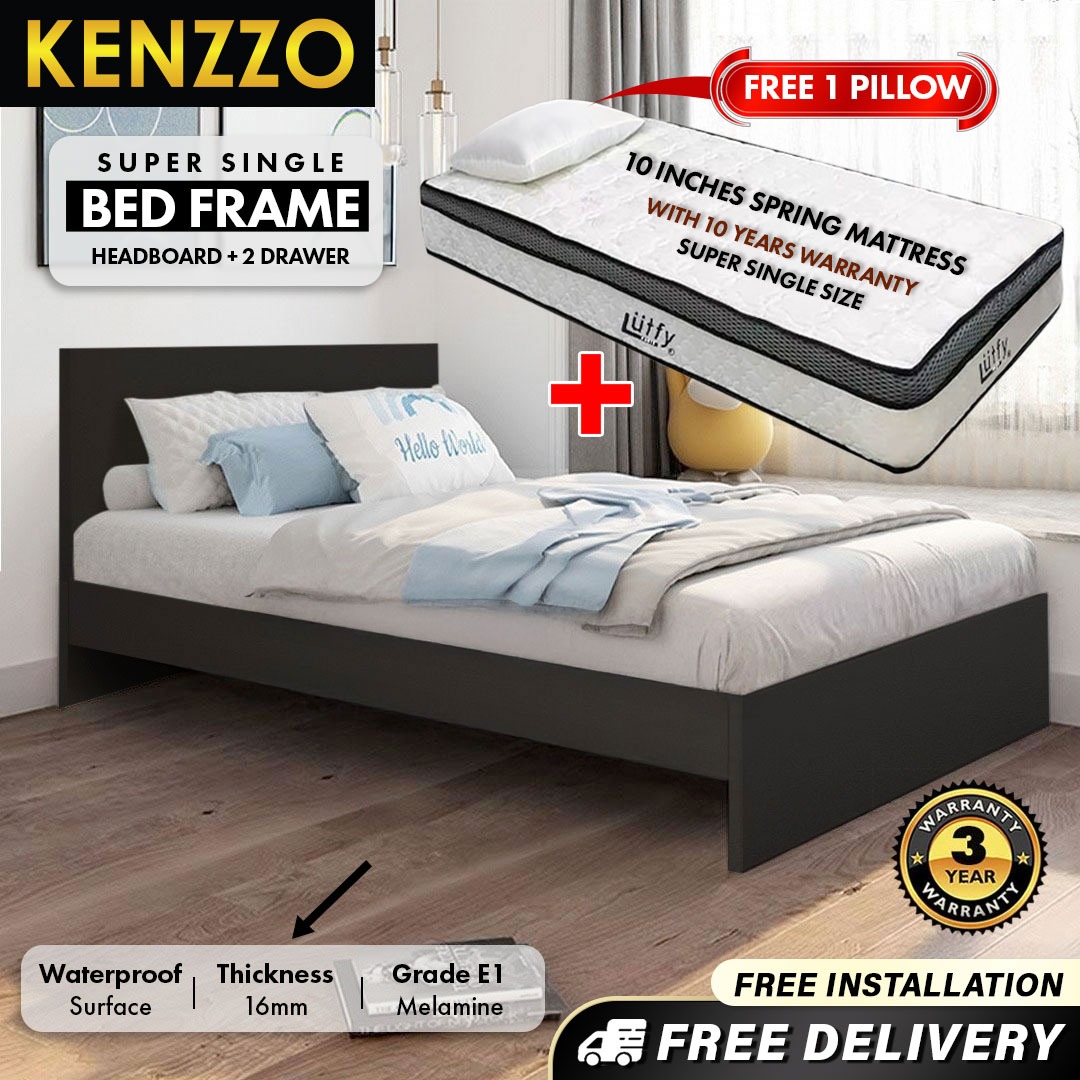 Free Installation ! Kenzzo: Super single bed frame with mattress/super ...