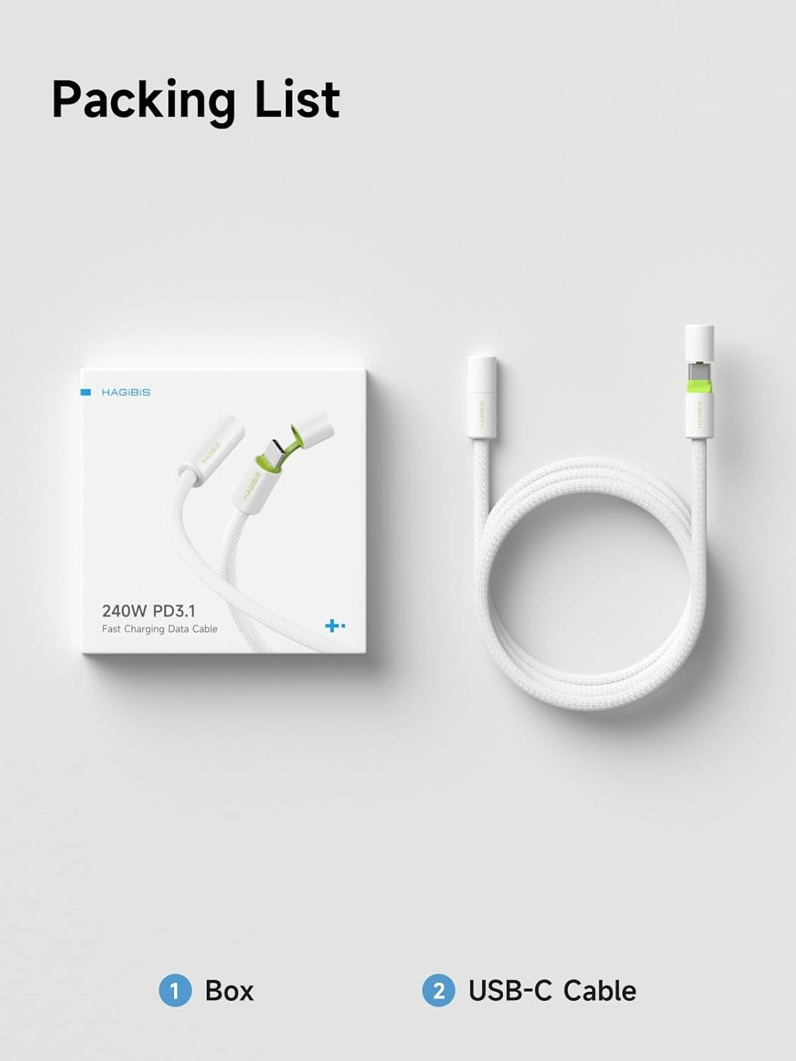 HAGIBIS SX06S 240W USB-C Fast Charging Cable | 1.2m Braided PD3.1 Cable ...