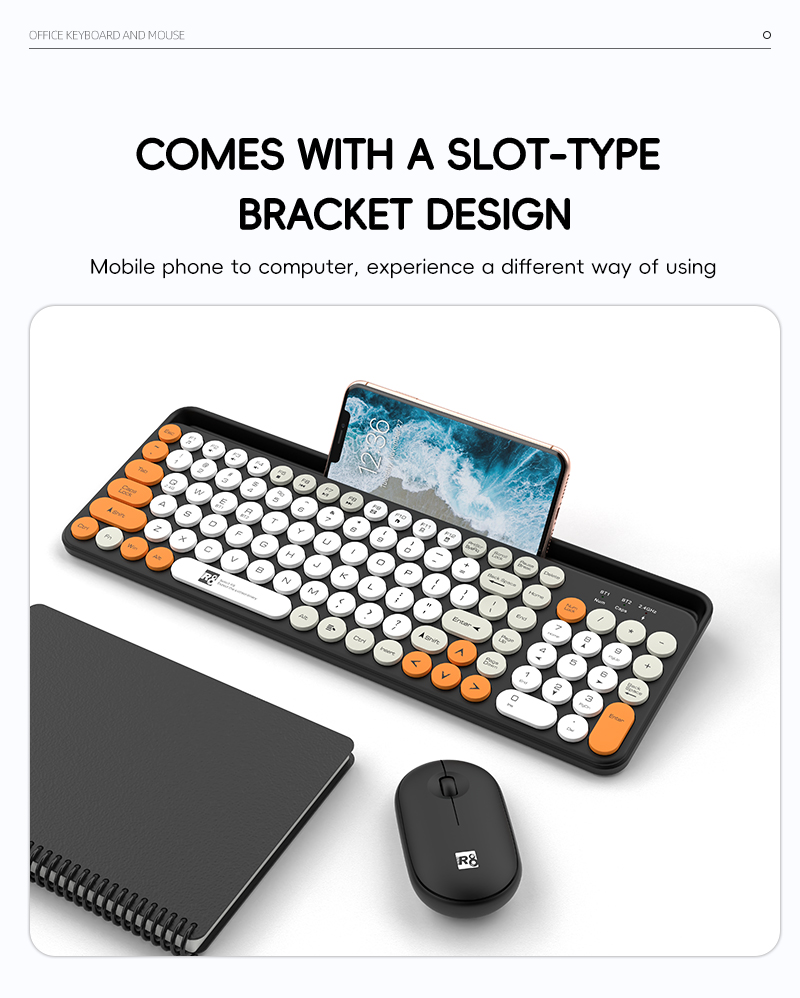 Retro Wireless Keyboard Mouse Combo USB Dongle and Bluetooth Wireless ...