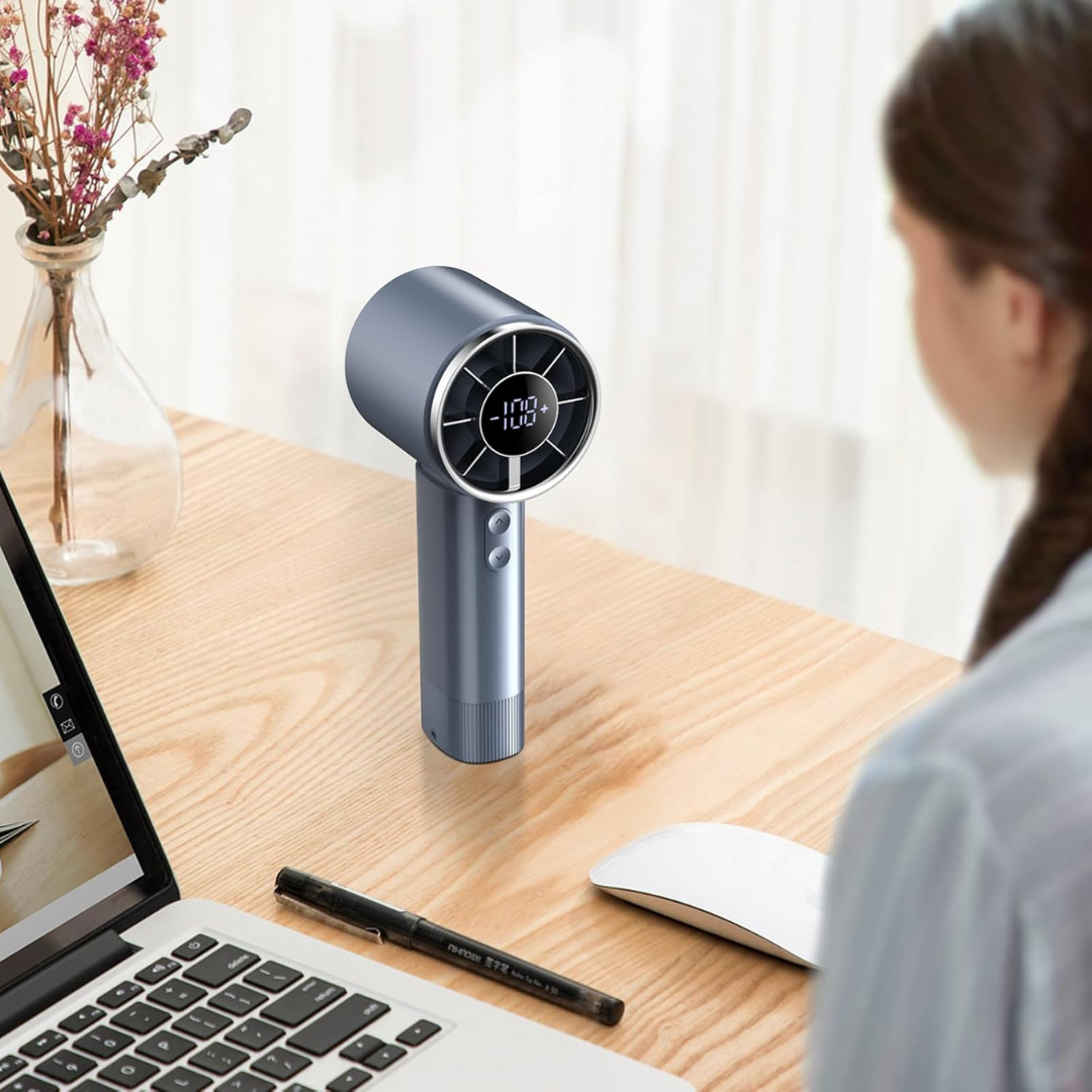 High speed handheld fan USB charging adjustable speed (1-199) desktop ...