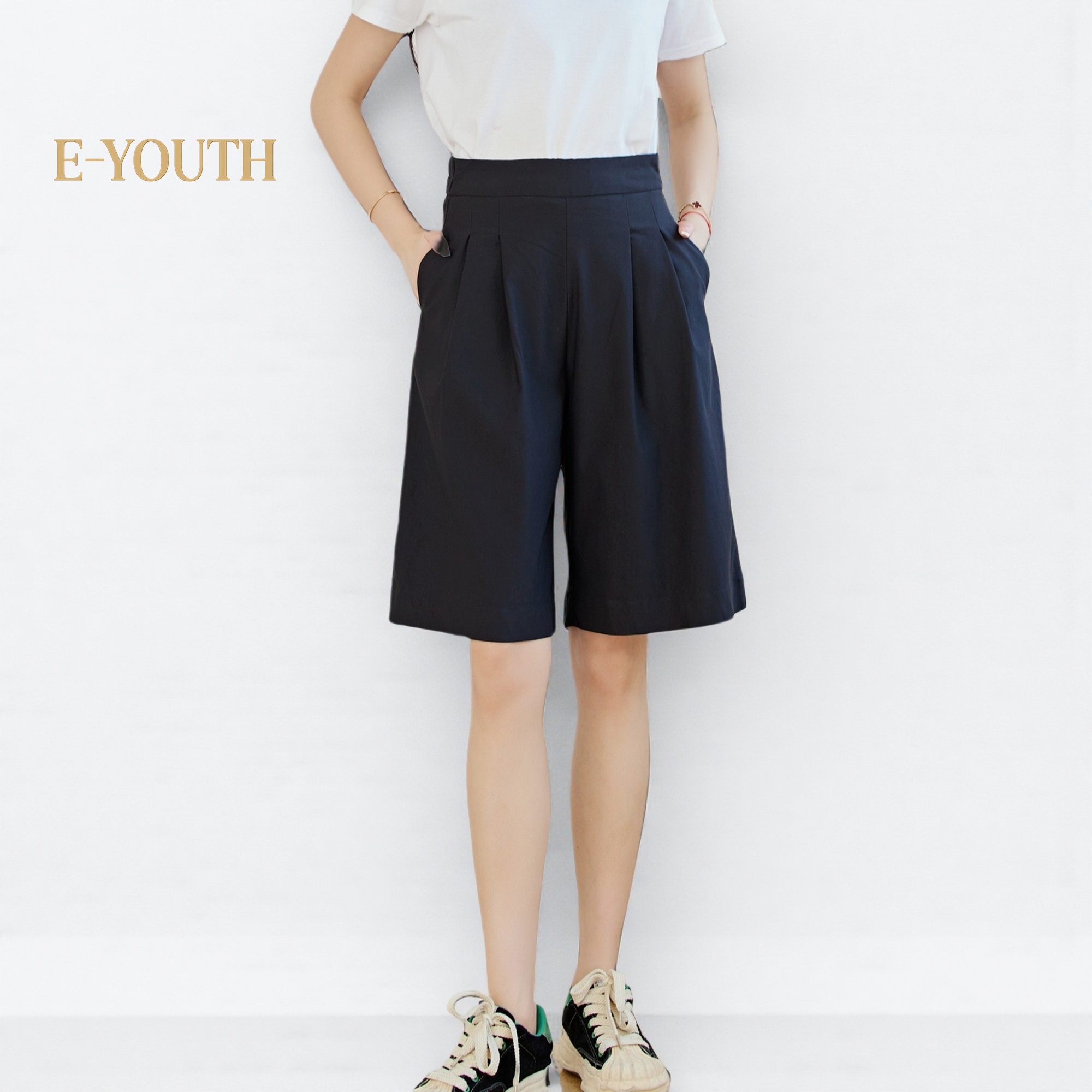 Eyouth 20161 Pleated A-Line Culottes Knee length ladies short pant ...