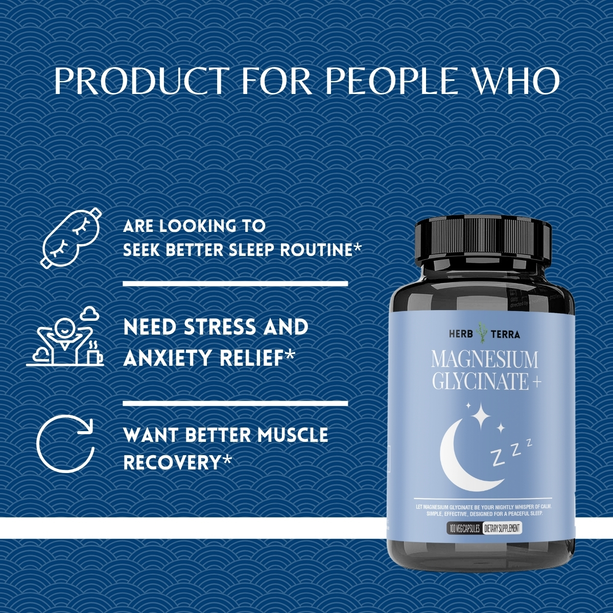 Herb Terra Magnesium Glycinate 500 mg per Serving, Dietary Supplement ...