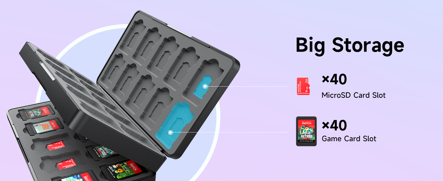 JSAUX Nintendo Switch 2 Game Card Case 40 Slot Hard Shell Storage ...