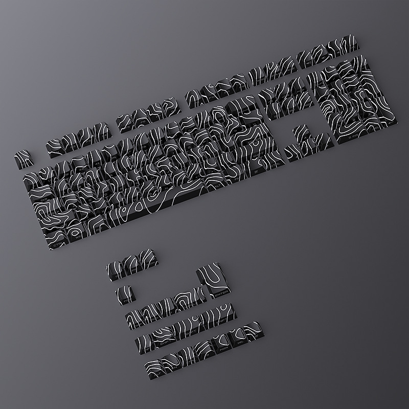 SG丨Contour Line Keycap Set Topographic Keycaps Shine-Through Side ...